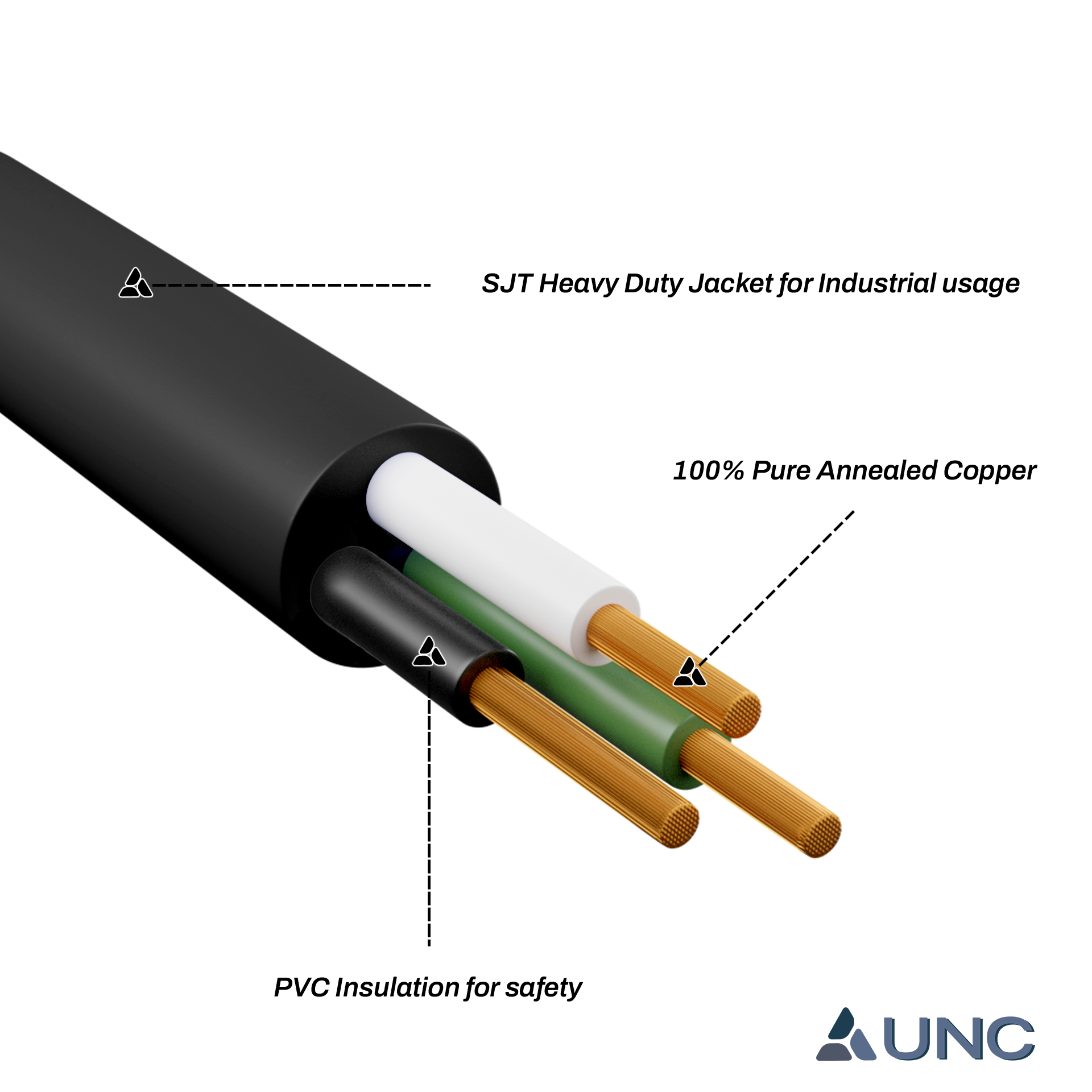 UNC Group - C13 to C14, 10Amp, 18AWG, 250V, SVT Jacket - 8 ft - white